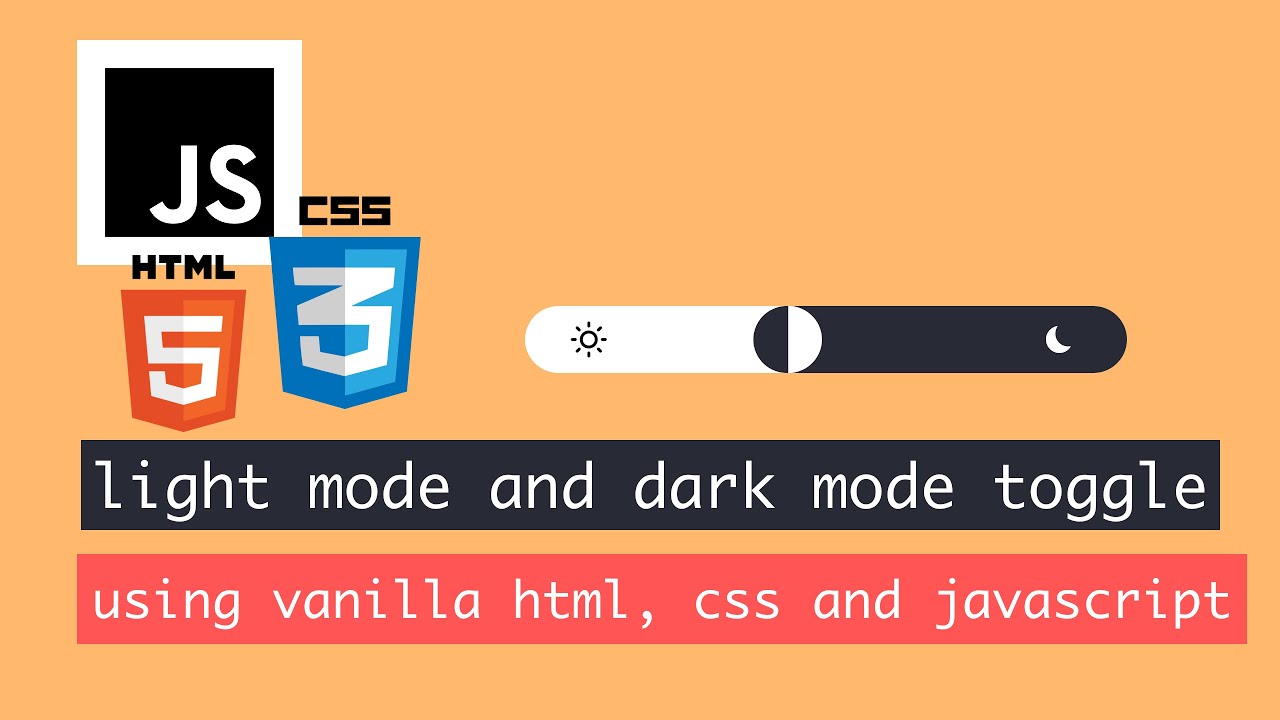 Light mode and dark mode toggle using vanilla HTML, CSS and JavaScript