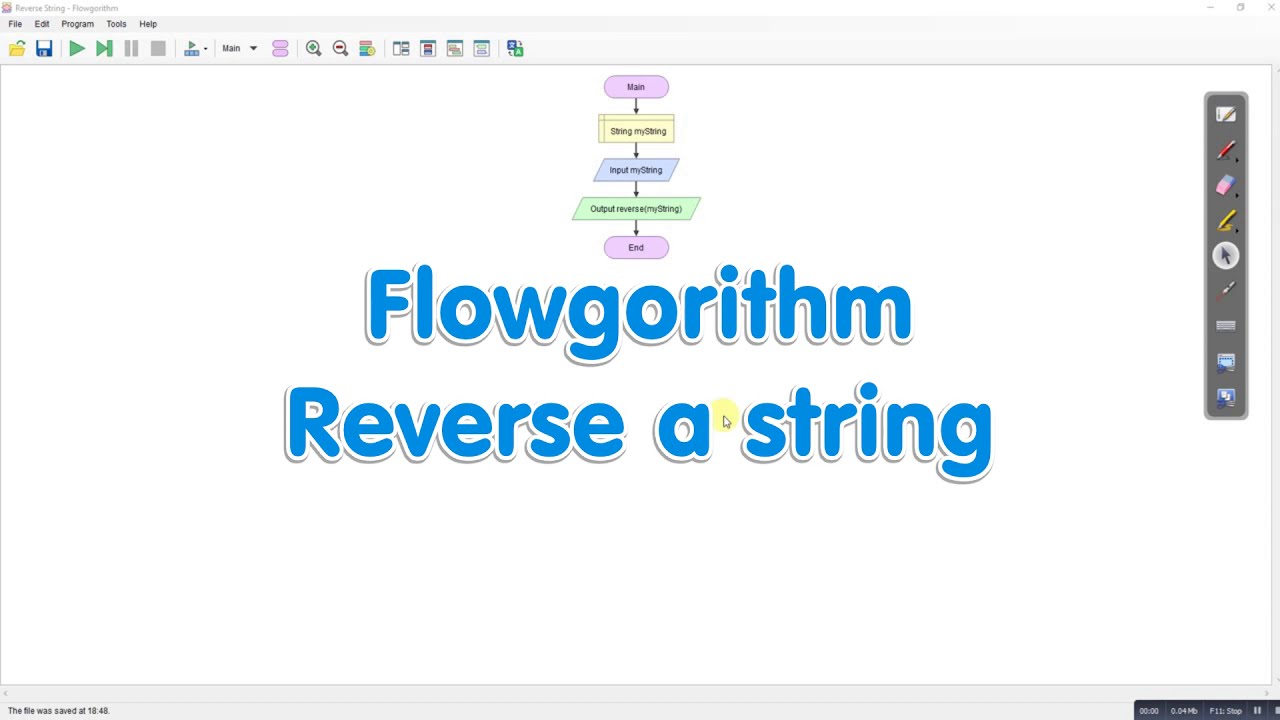Flowgorithm - Reverse a string
