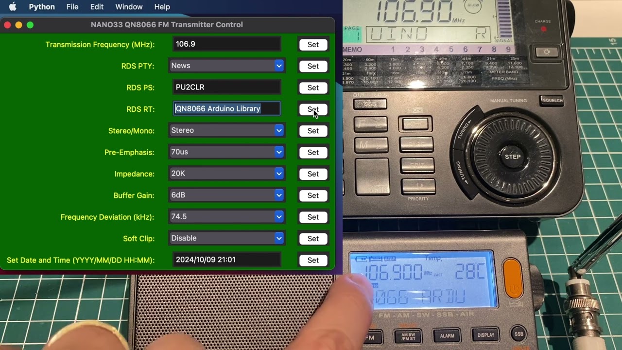 Arduino NANO 33 IoT and Wi-Fi Setup with Python App Remote Control for QN8066