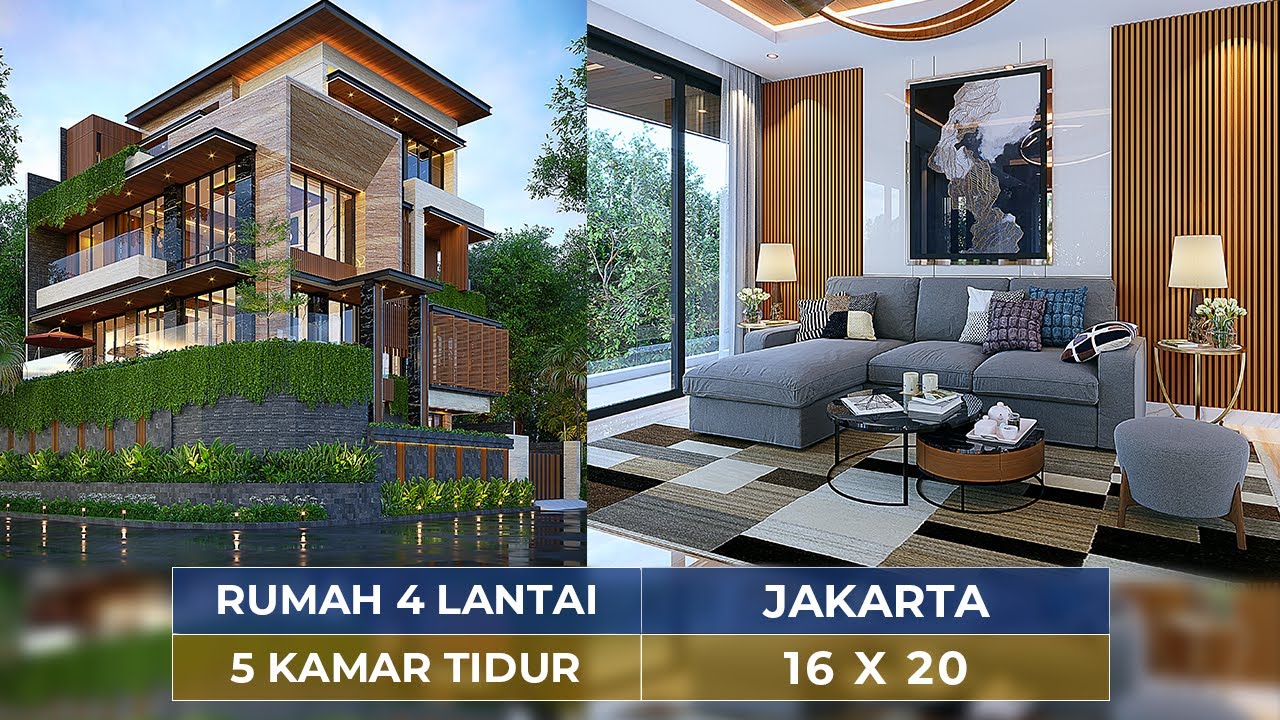 Video 3D Desain Rumah Modern 4 Lantai Ibu VVT 1644 - Jakarta