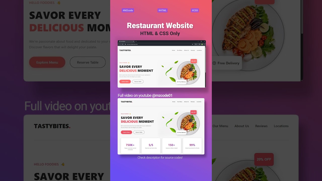 Build a Restaurant Website in 15 Minutes! HTML & CSS For Beginners #website #htmlcss #shorts
