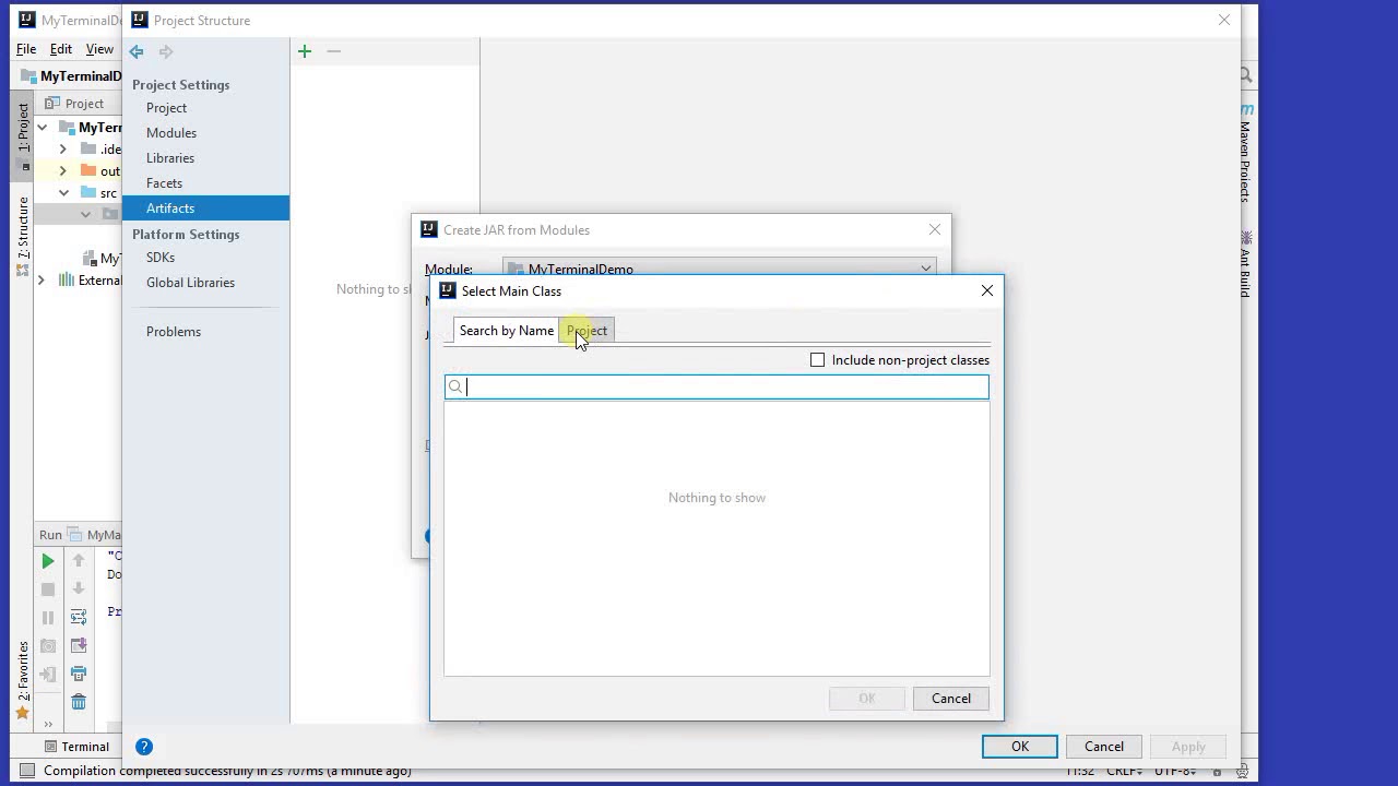 Run Java from Jar: IntelliJ Terminal