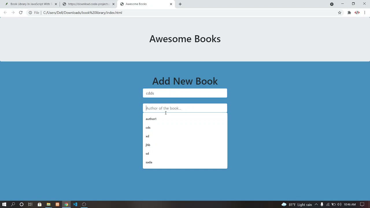 Book Library In JavaScript With Source Code | Source Code & Projects