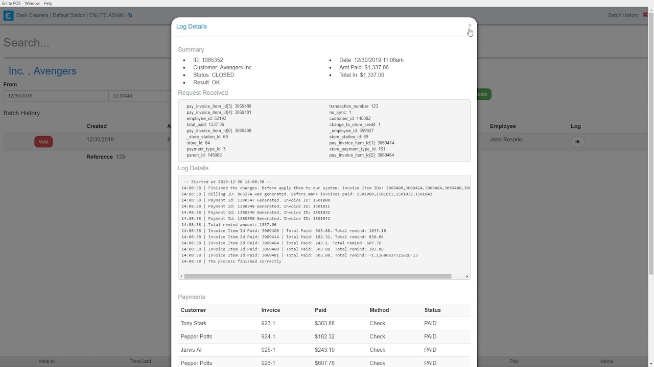Batch History - Viewing Batch Payment Details and Voiding Batch Payments