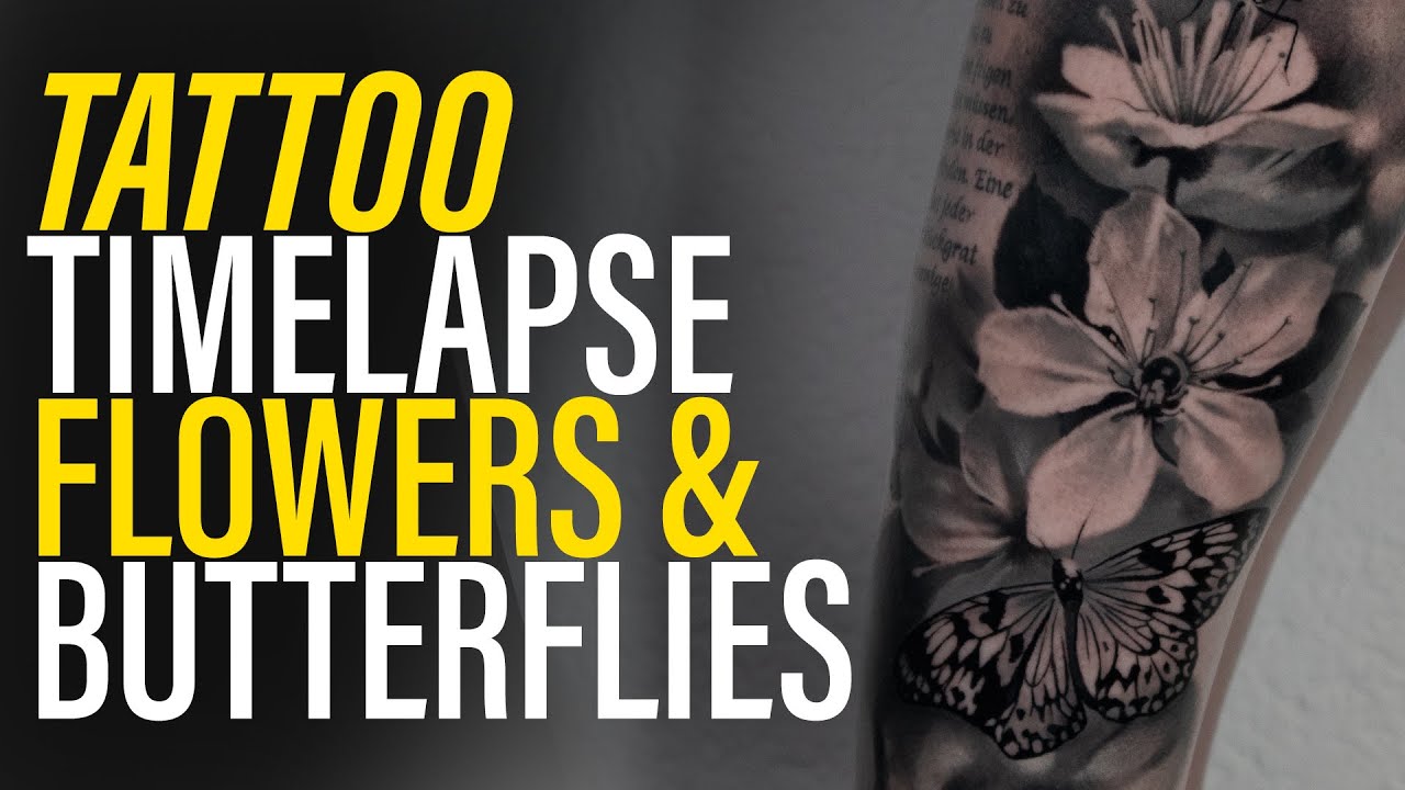 TATTOO TIMELAPSE || Flowers and Butterflies