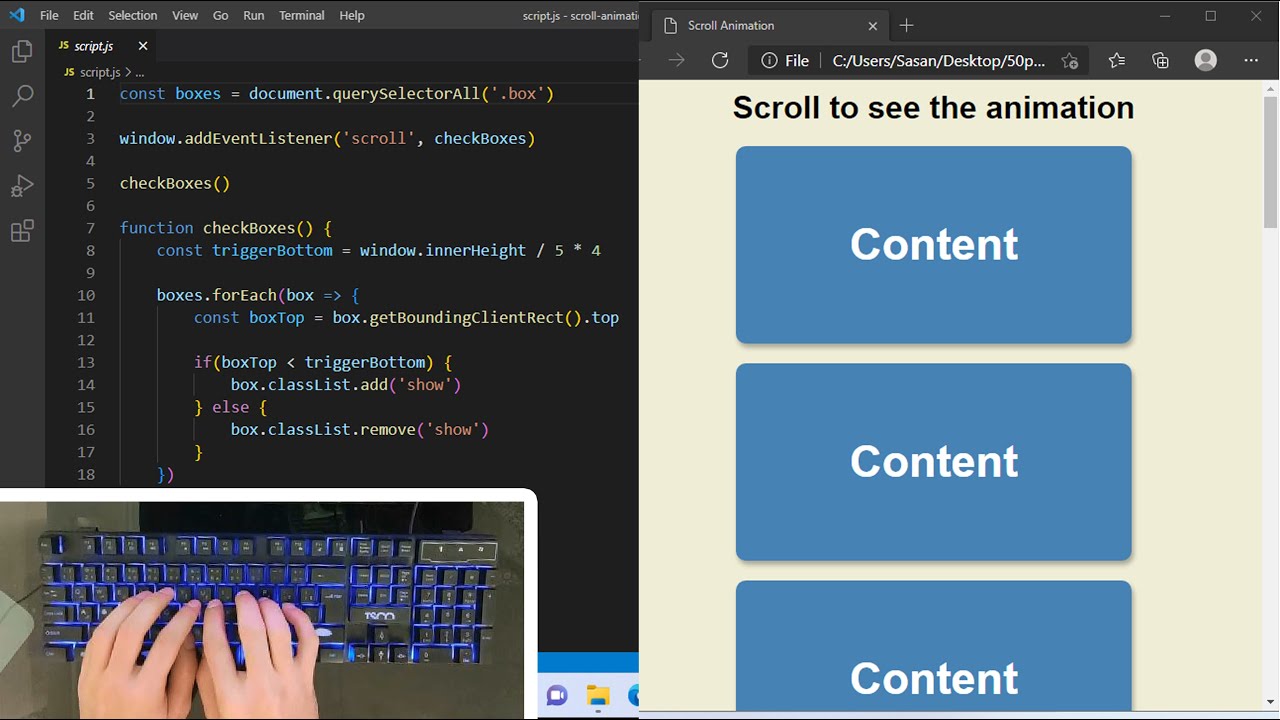 ASMR Programming - Scroll Animation using HTML CSS and JavaScript - No Talking