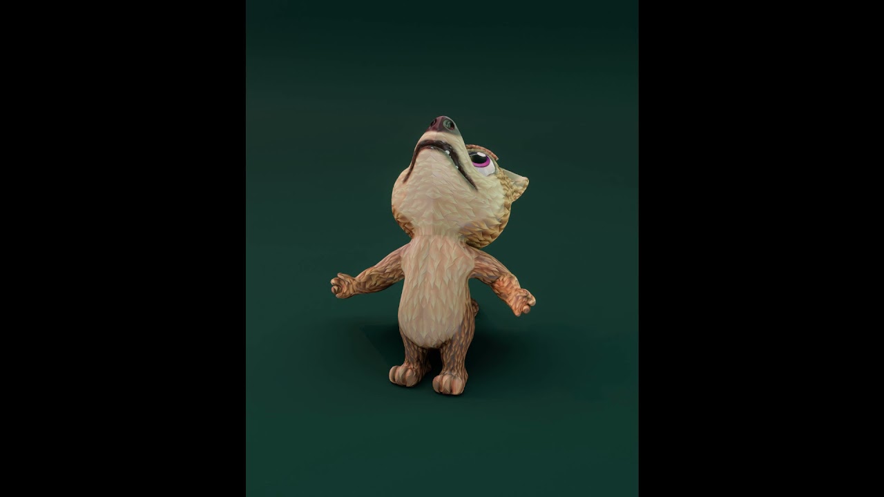 Cartoon Red Wolf Animated 3D Model
