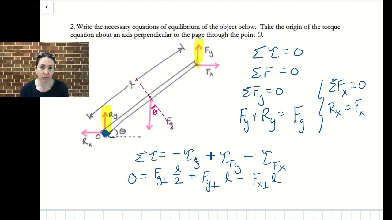 Example: equilibrium equations torque