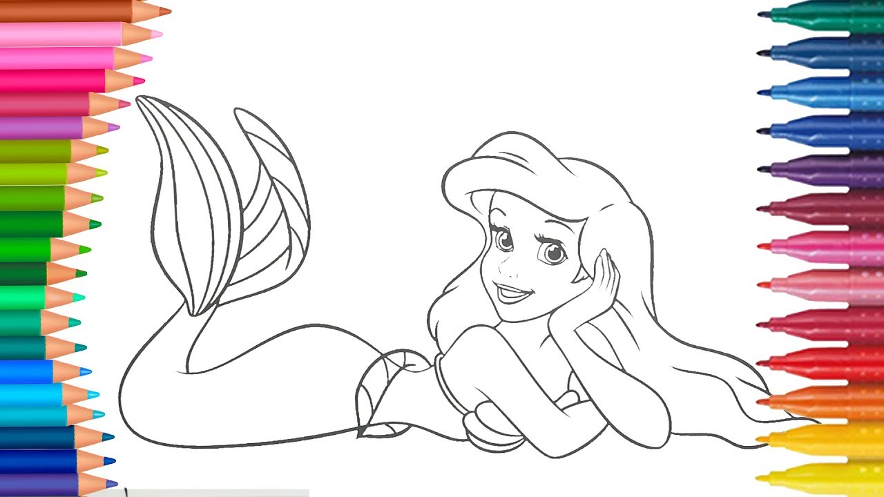Dibujar y Colorea La Sirenita | Dibujos Para Niños | Aprender Colores