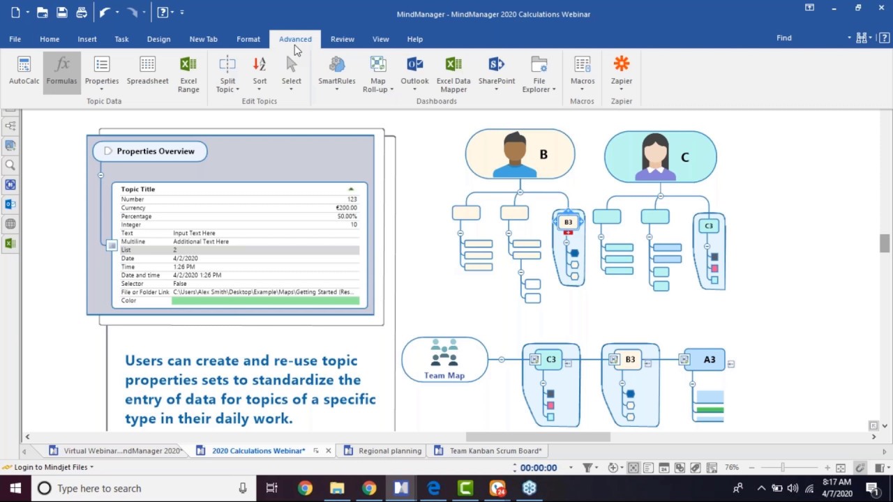 Calculate metrics and data with ease using MindManager
