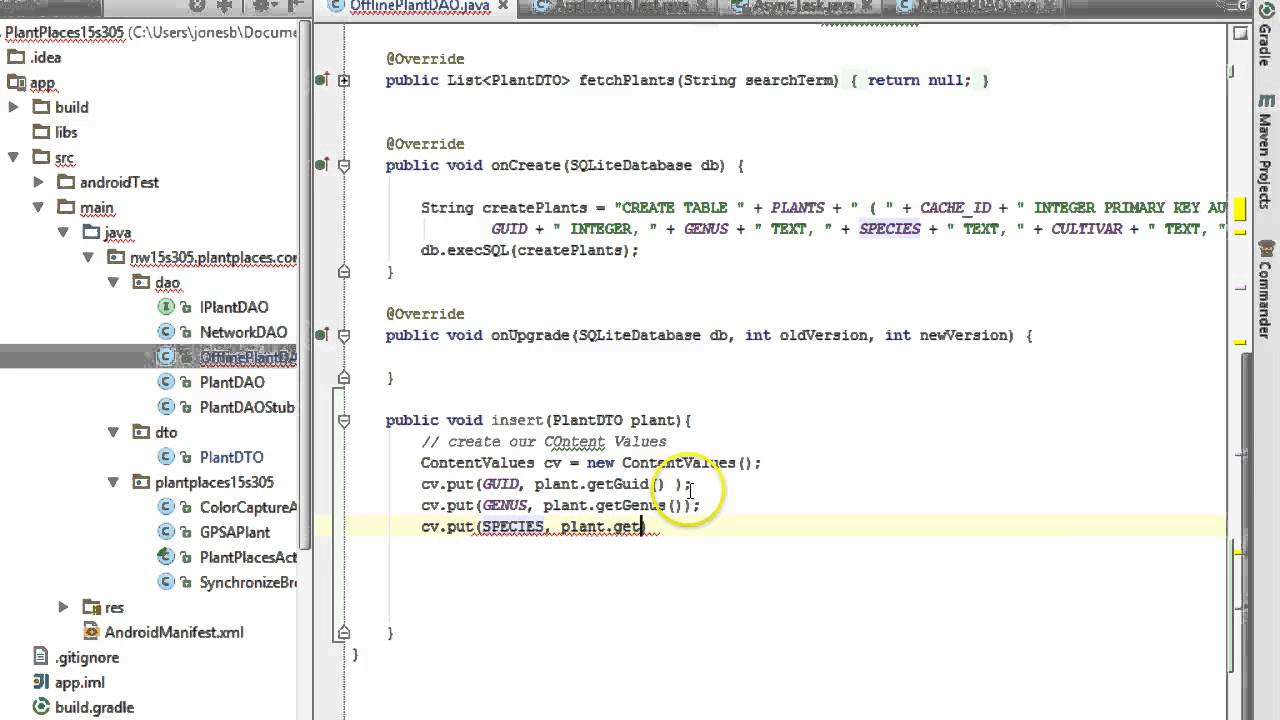 Use ContentValues to insert into SQLite, Android Studio