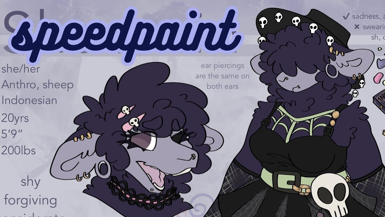 Goth Sheep OC Ref Sheet Speedpaint