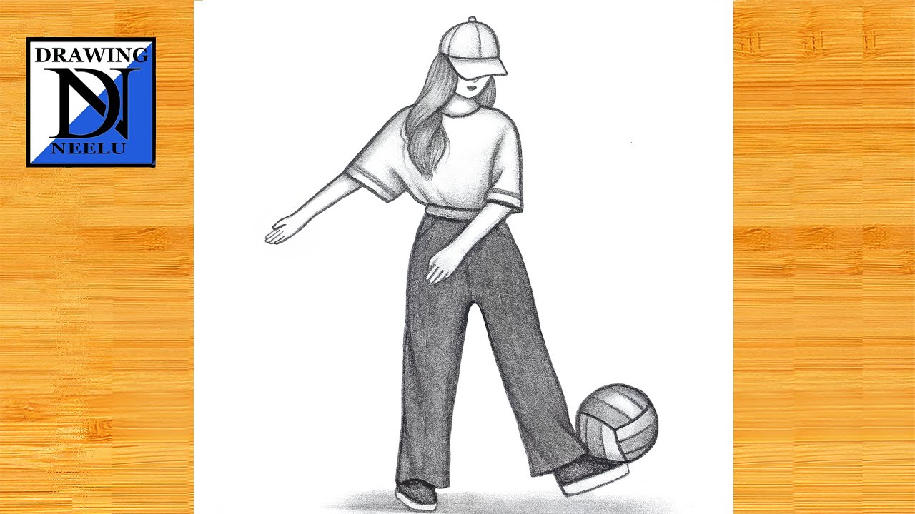 How to draw a Girl Playing Football -Drawing tutorial || Pencil sketch for beginner || Girl drawing