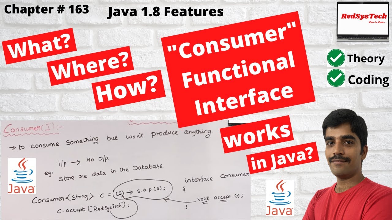 # 163 Consumer Interface in Java with Examples | Consumer | java consumer | java 8| java| RedSysTech