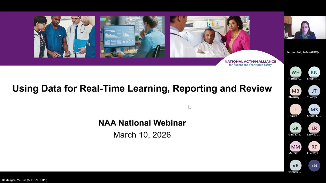 National Action Alliance Webinar: Using Data for Real-Time Learning, Reporting and Review
