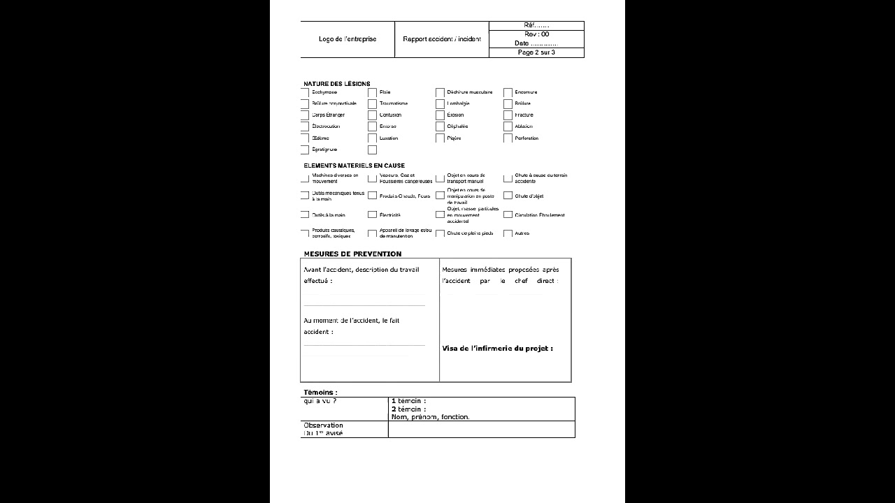 rapport  d'accident/incident