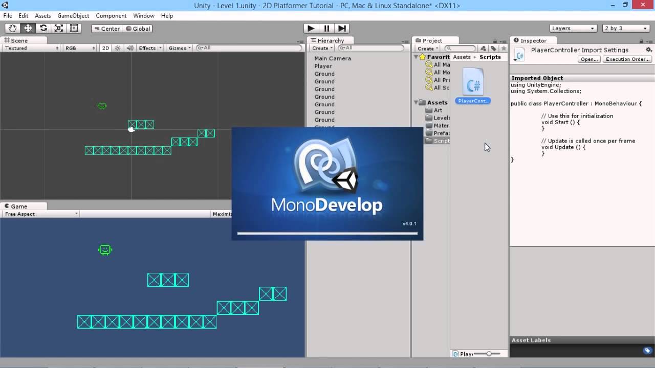 Unity 2D Platformer Tutorial   Part 1   Moving and Jumping  {UNITY 4}