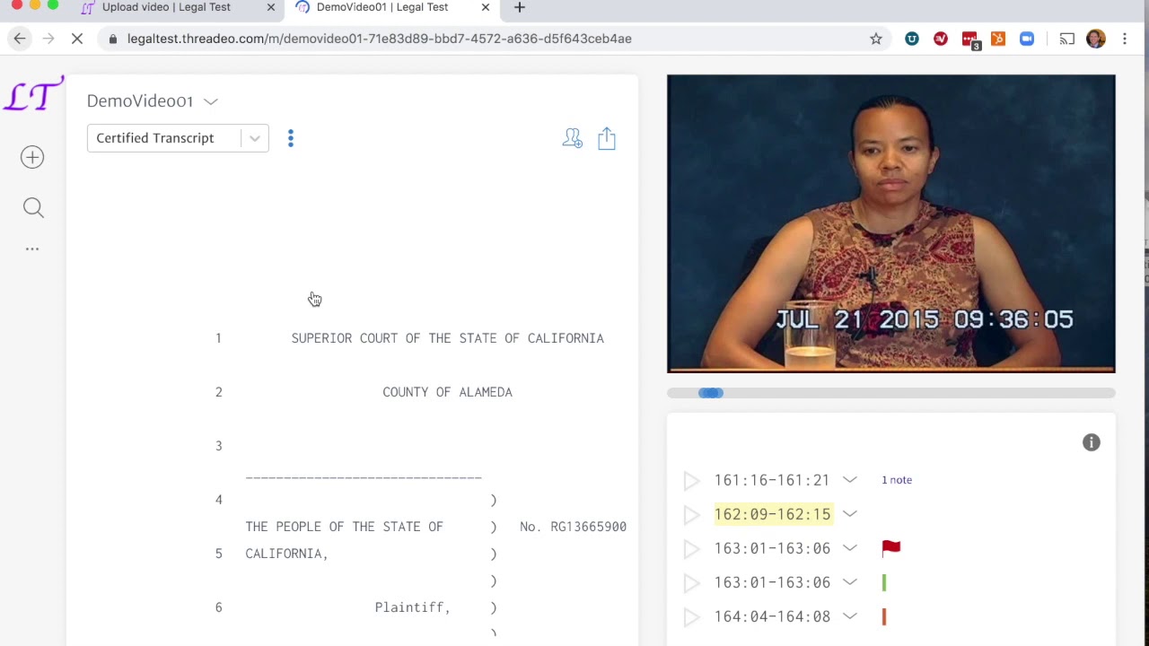How legal teams can export a PDF of the certified deposition transcript with annotations.