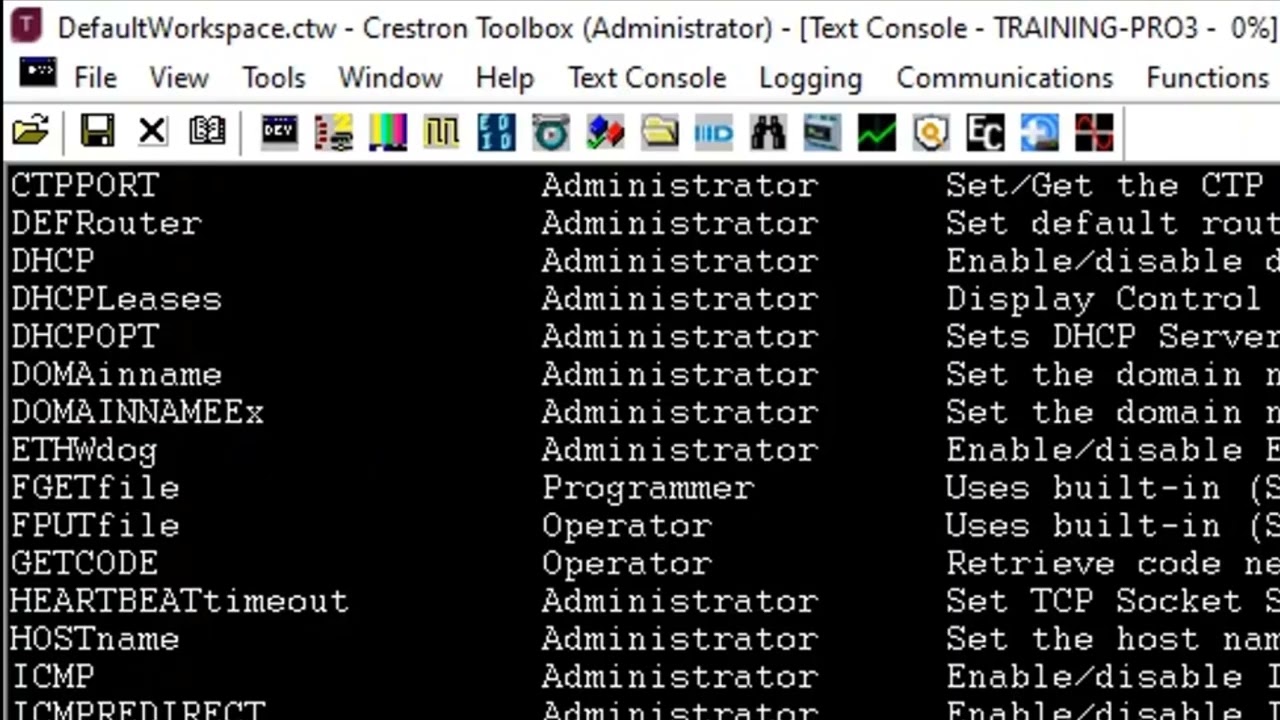 CTI | Crestron Toolbox™: Text Console