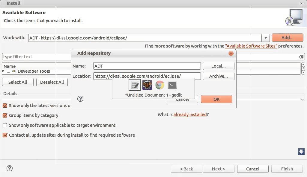 Installing Android Development Tools in Eclipse