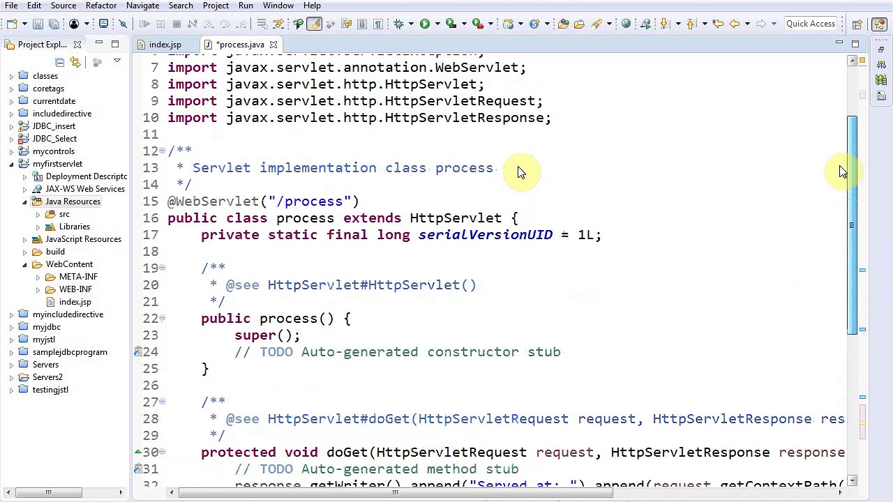 Writing your first servlet program