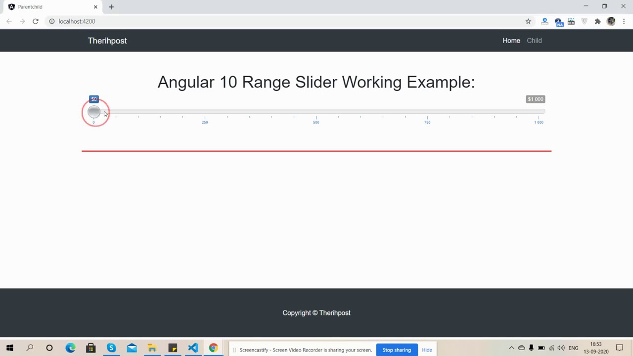 Angular 10 range slider working example