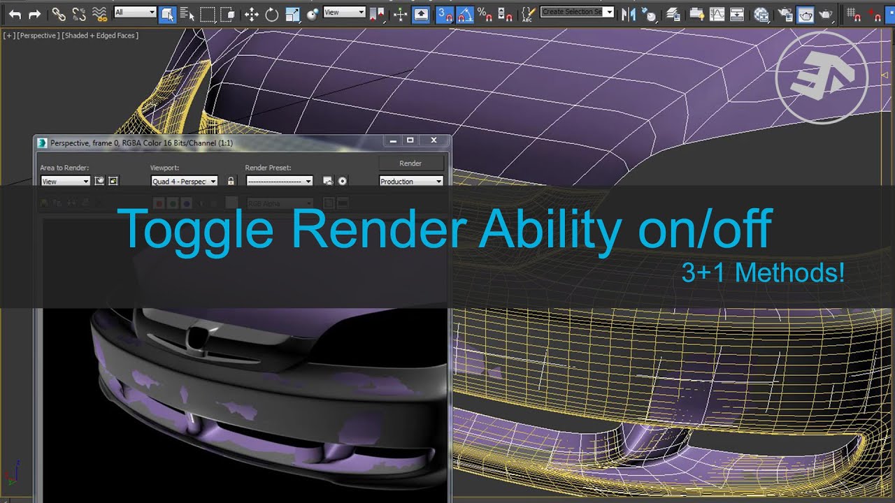 3ds Max - toggle object or multiple objects render ability on/off [Tutorial]
