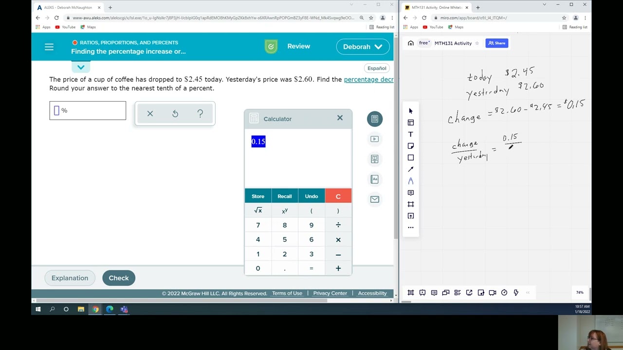 MTH120 Finding the percent increase or decrease advanced
