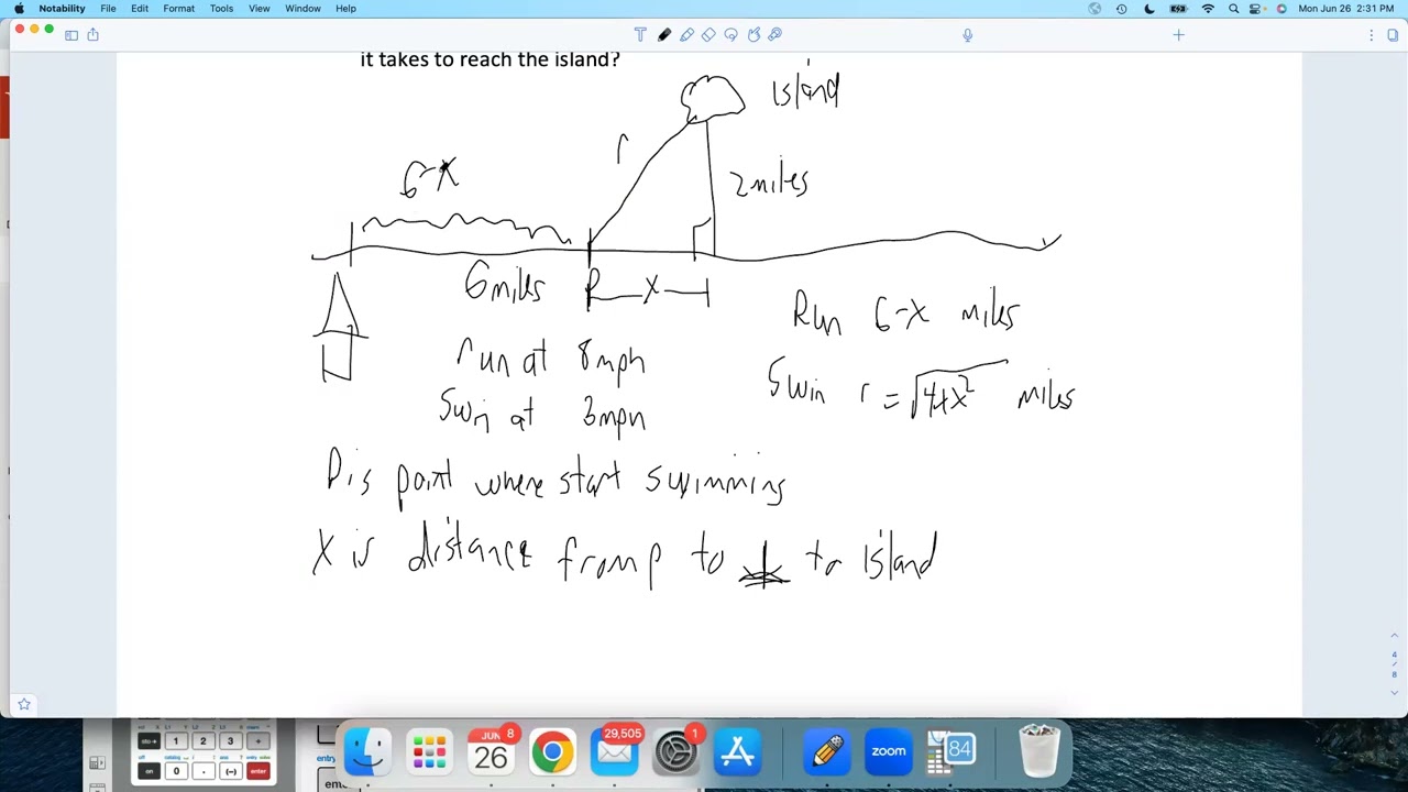 Swimming and Running Optimization Problem