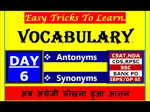Vocabulary Day-6 || English vocabulary With synonyms and antonyms Day-6