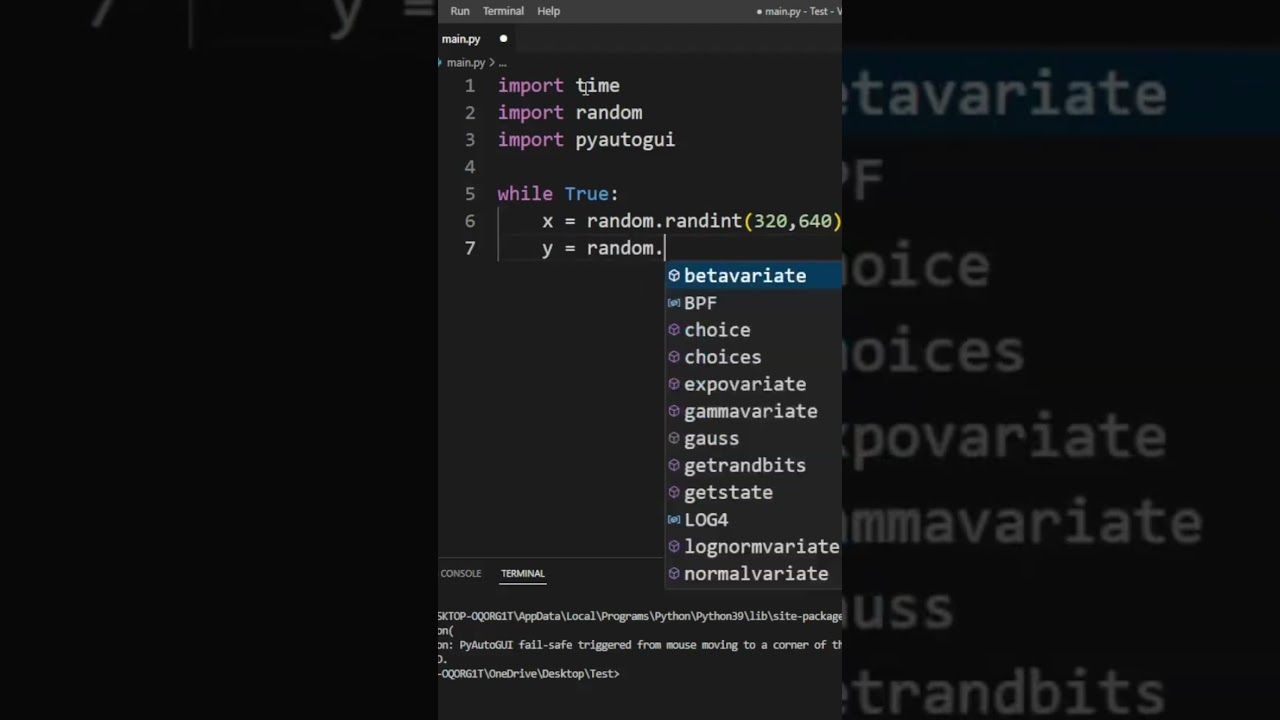 MOUSE MOVING Bot In Python! #python #coding #programming