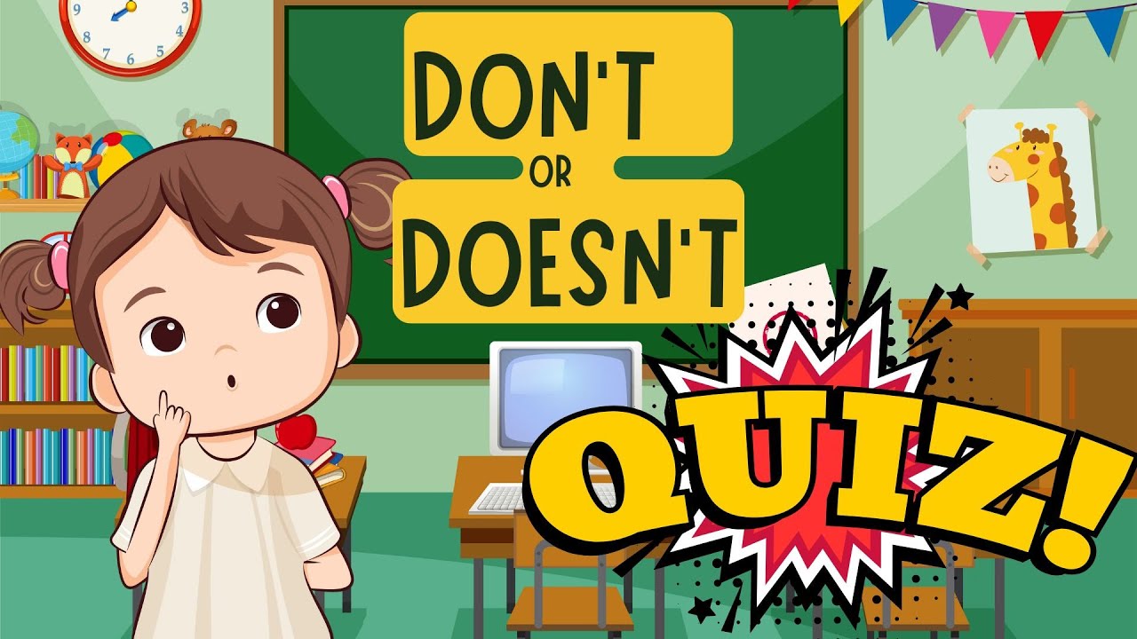 Learn English for Kids: Don't & Doesn't Quiz | Present Simple Tense Practice