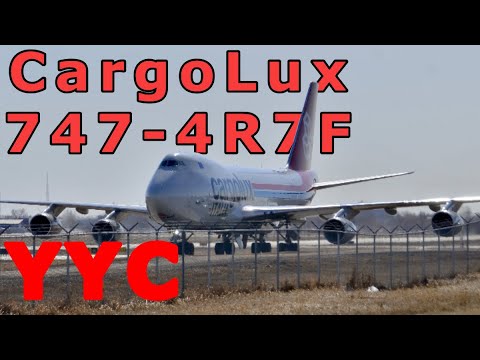 CargoLux 747-4R7F [LX-YCV] Landing At Calgary International Airport
