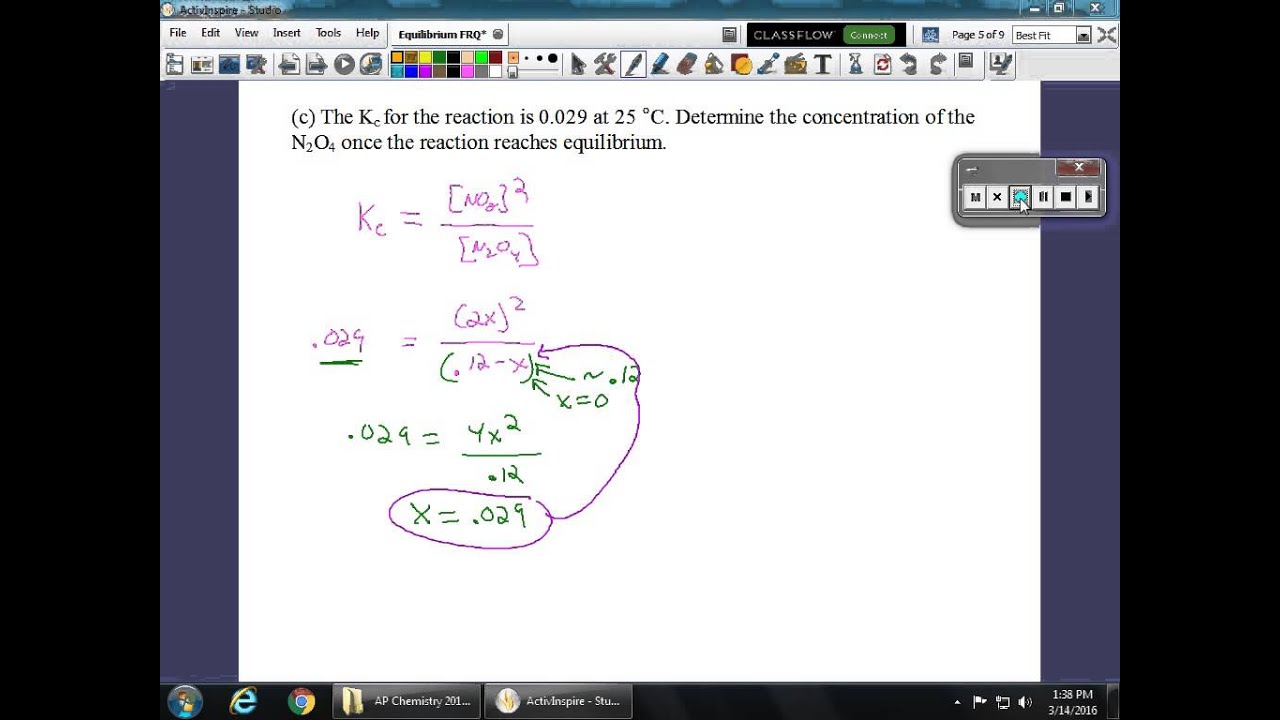 Chp 13 AP Chemistry Equilibrium Problem PART 2