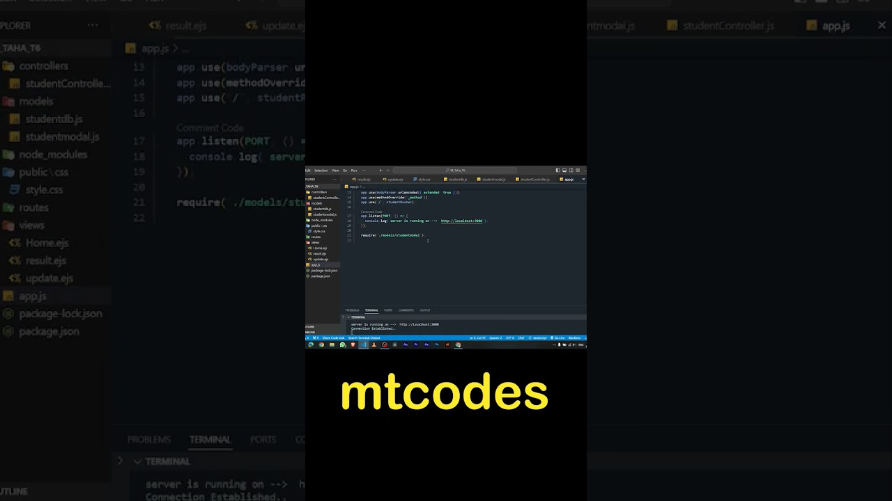 CRUD operations using NodeJs , Express and  Mongodb      #CRUD #MongoDBTutorial #NodeJSTutorial
