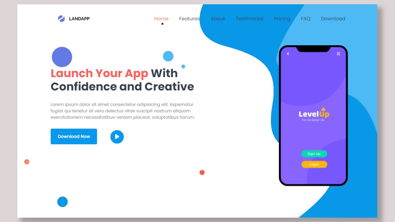 Demo - Complete Responsive App Landing Page Website using Html and Css and Bootstrap