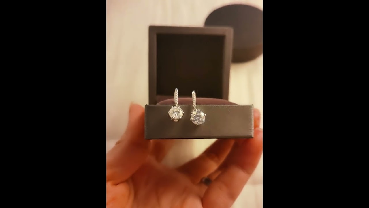 Solitaire Moissanite Dangle Earrings Dainty Drop Earrings For Her