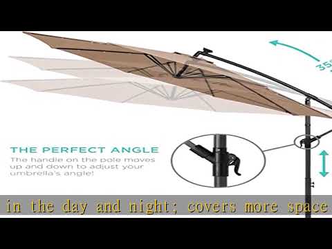 Best Choice Products 10ft Solar LED Offset Hanging Market Patio Umbrella for Backyard, Poolside, La