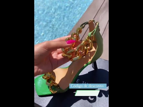 2021 GREEN METALLIC CHAIN SHOES FRONT STRAP SANDALS STILETTO / NICEPAIRS