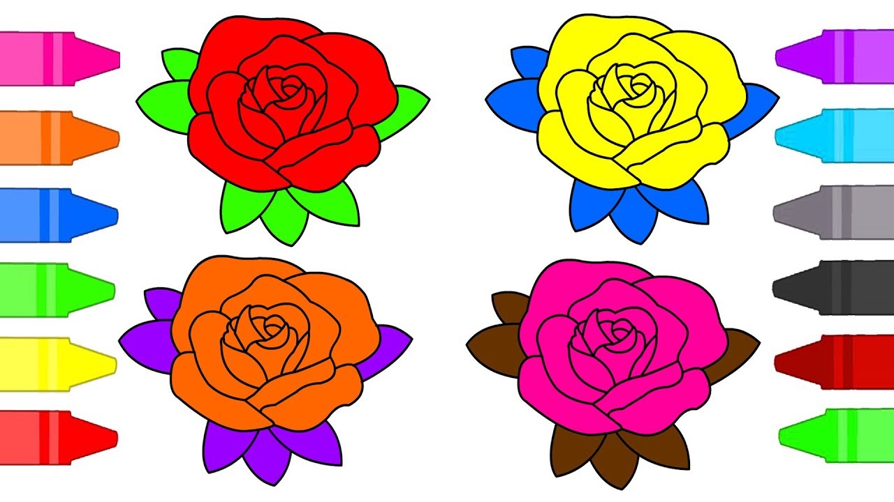 Rose Coloring Pages for Kids | Flowers Coloring Book for Children