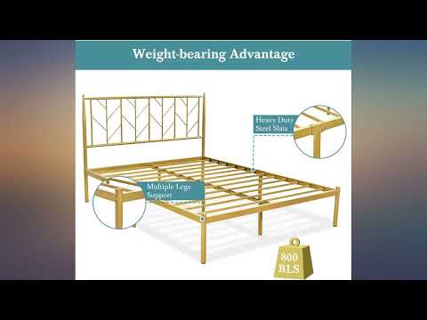 Hoomic Queen Size Platform Bed Frame with Vintage Headboard, 12'' Metal Bed Frame review