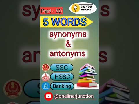 5 Words in english with meaning | Synonyms and Antonyms part-30 #dailyenglish #ssc #upsc #bank #hssc