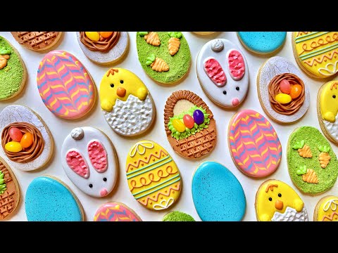 EASTER COOKIES | Satisfying Cookie Decorating of Easter Cookies with Royal Icing