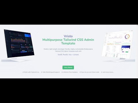 Admin dashboard template built with Tailwind CSS, VueJS, NuxtJs, Vue + Laravel