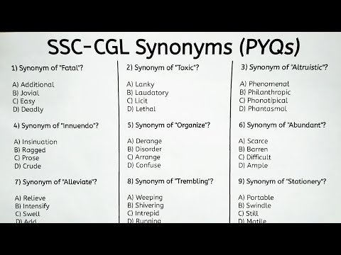 SSC-CGL Synonyms | VOCAB Marathon with Detailed Explanation | Competitive Exams PYQs | MCQs Solve