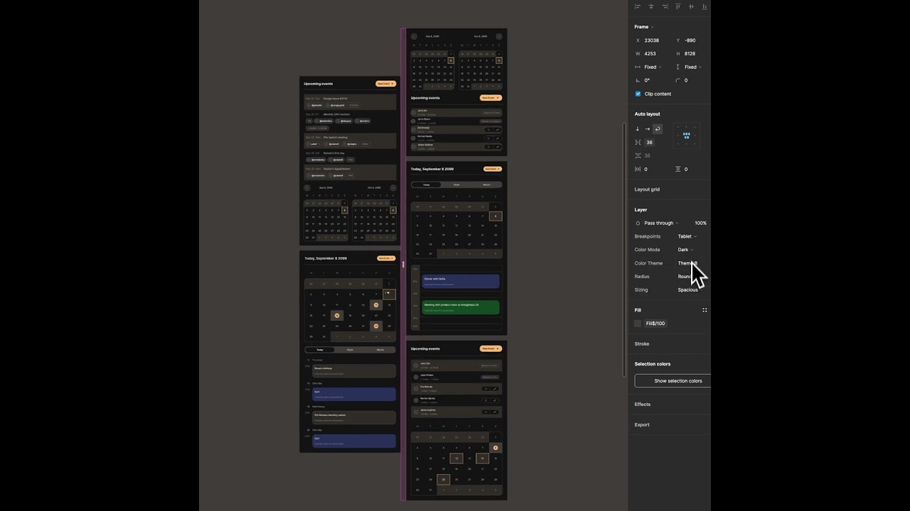 Responsive Calendar Components in Figma #uikit #responsivedesign