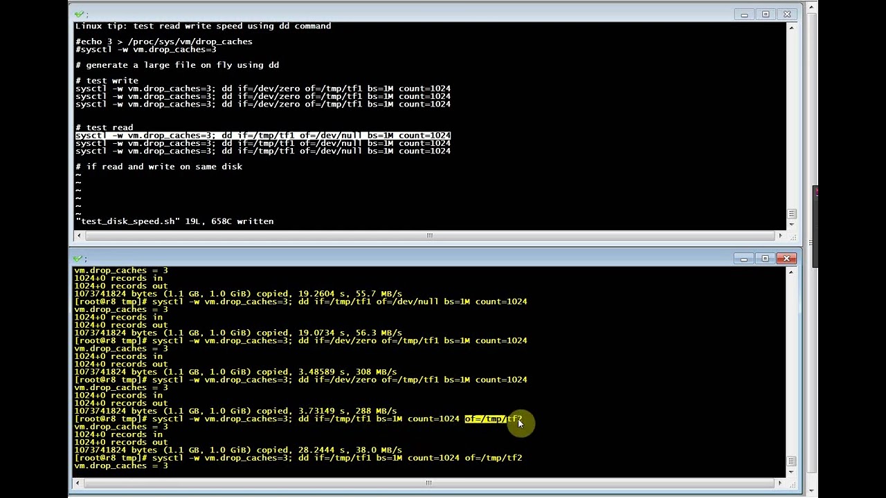 Linux tip: How to test disk speed using dd command