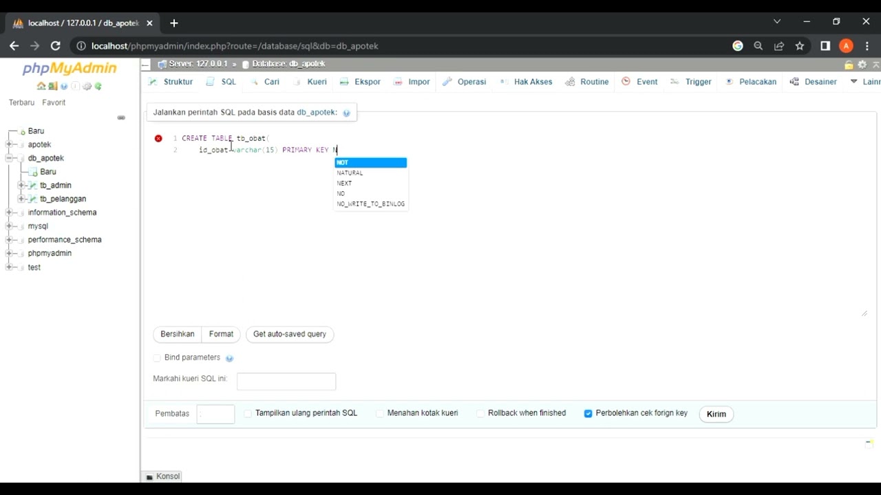 membuat database apotek