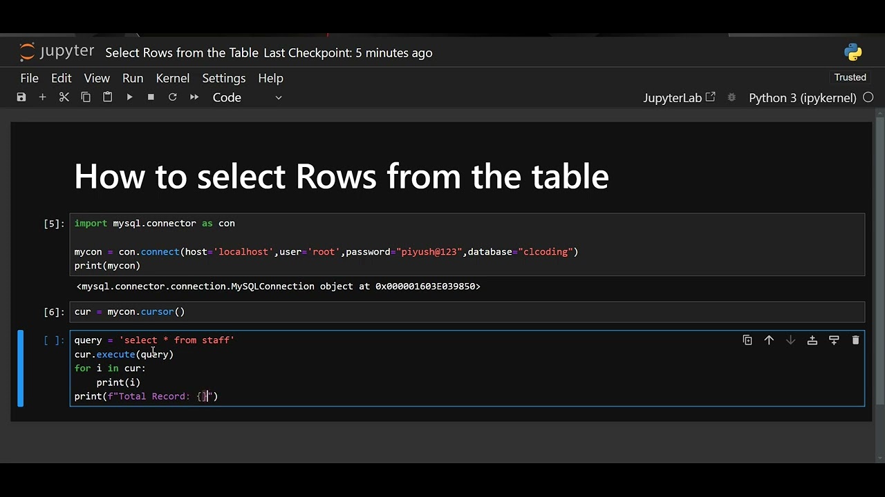 MySQL using Python - Select Rows from the Table