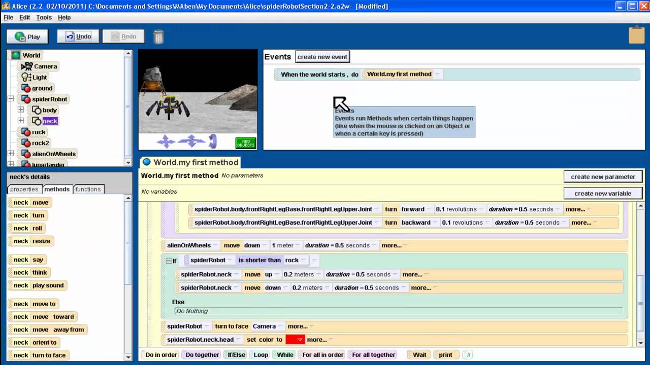 Alice Programming: If/Else
